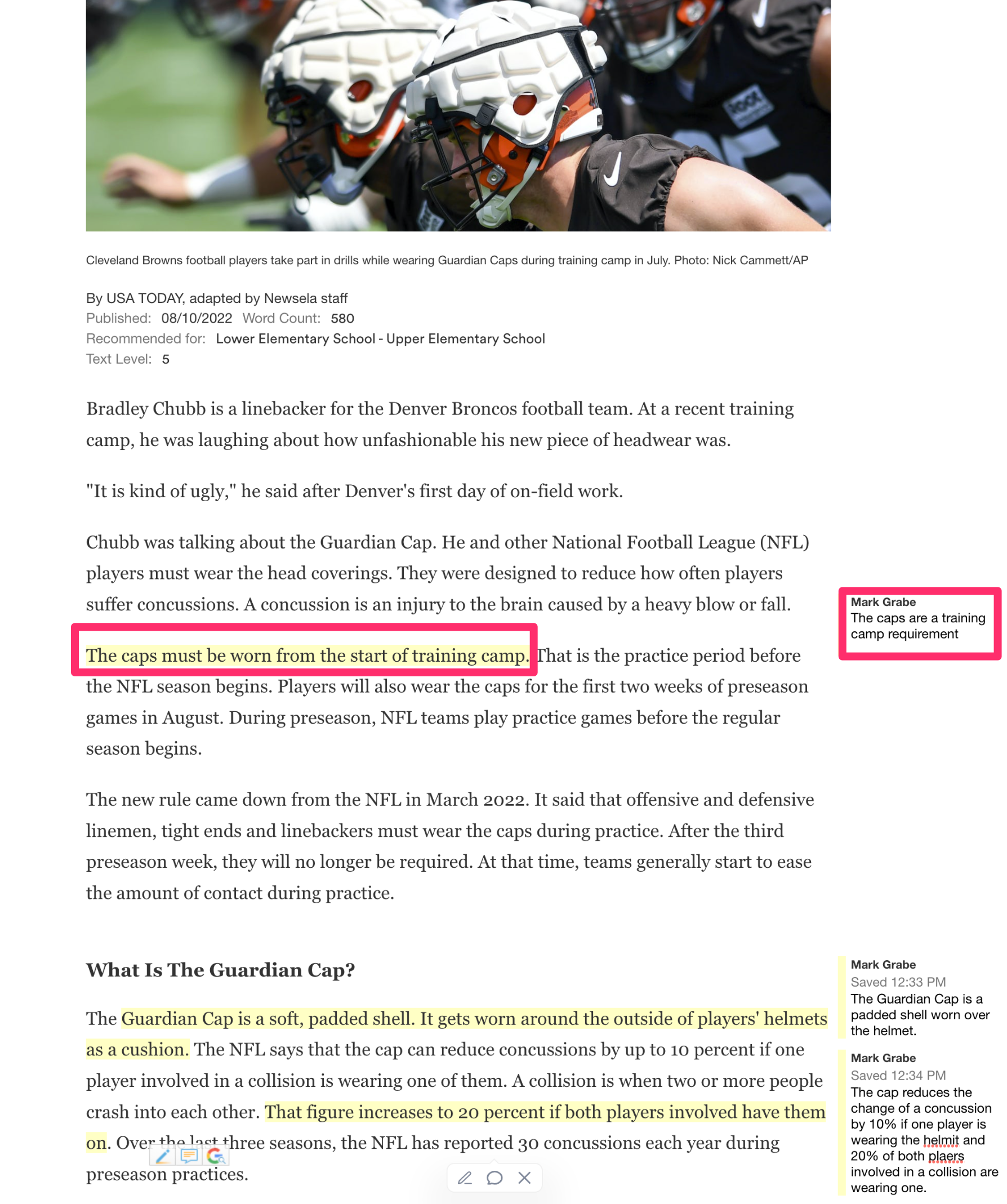 Annotating Newsela articles to develop deep reading skills – Learning Aloud